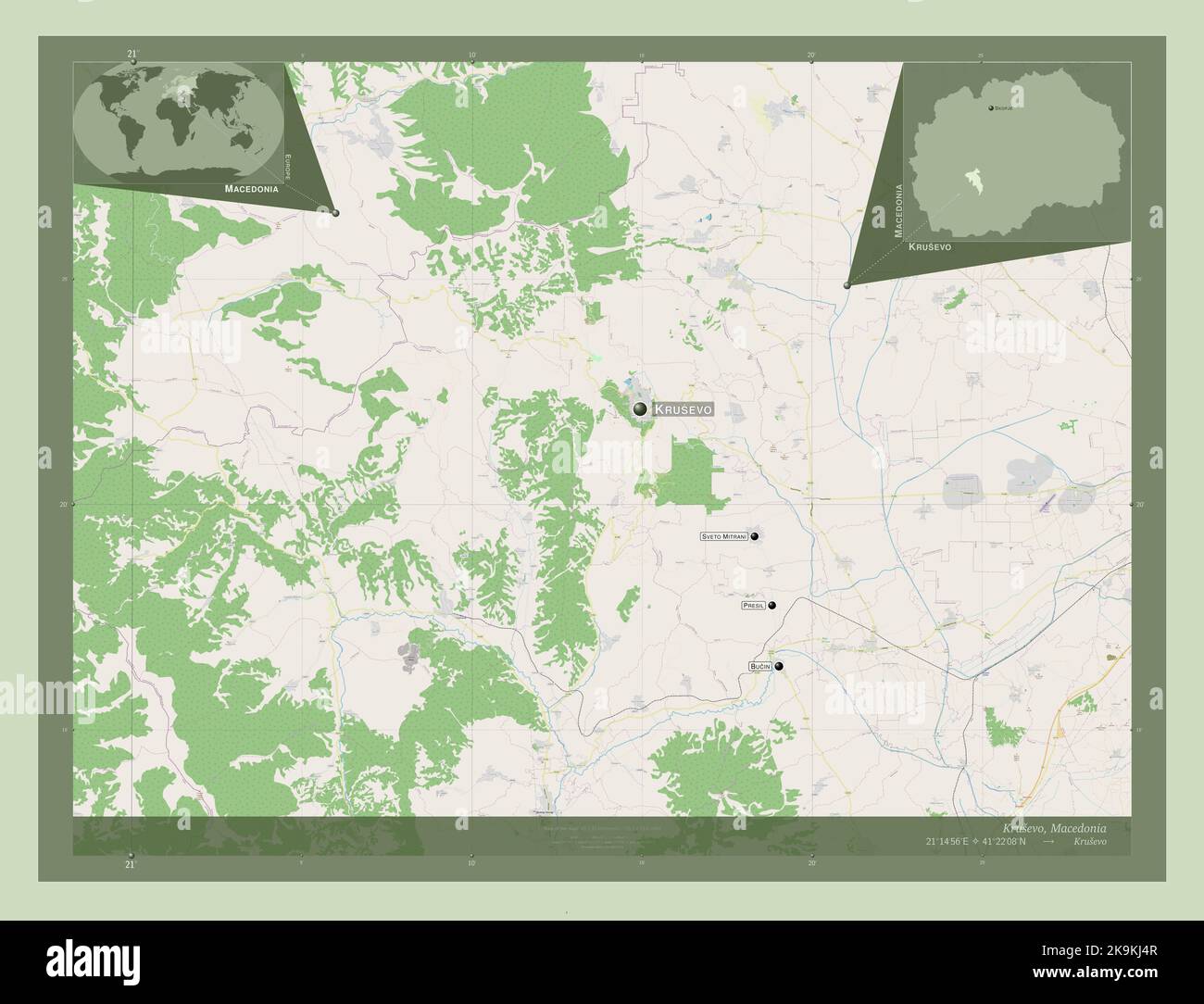 Krusevo, municipality of Macedonia. Open Street Map. Locations and ...