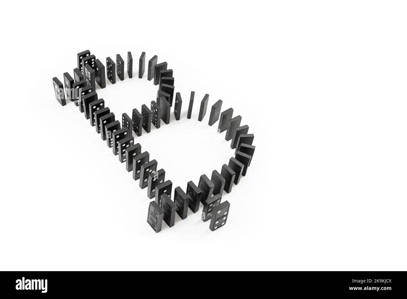 Bitcoin currency symbol made from domino tiles on white background ...