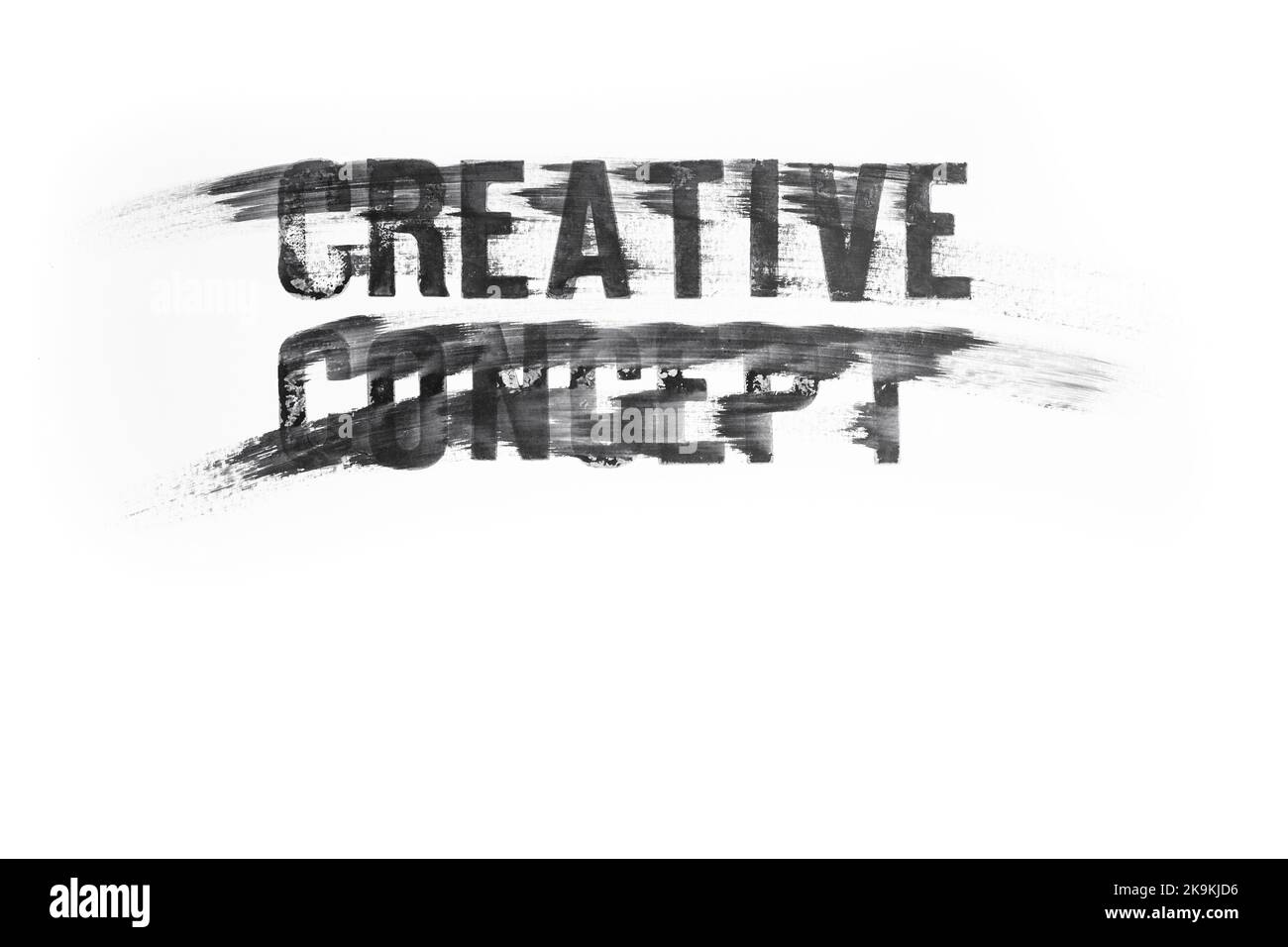 Creative concept words in capital letters written with black ink stamp ...