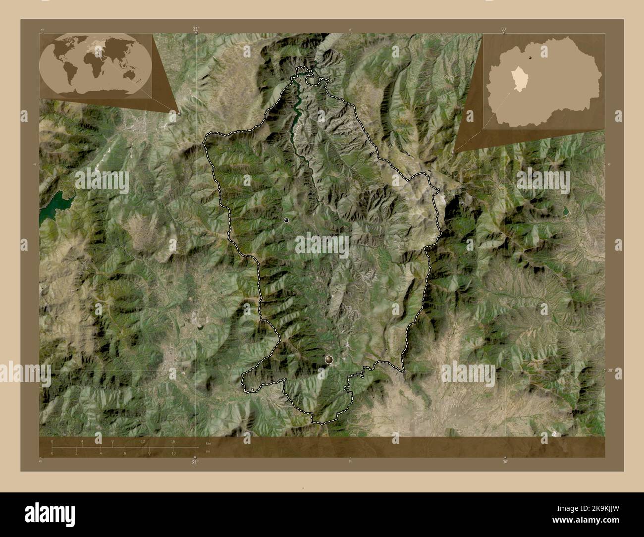 Makedonski Brod, municipality of Macedonia. Low resolution satellite ...