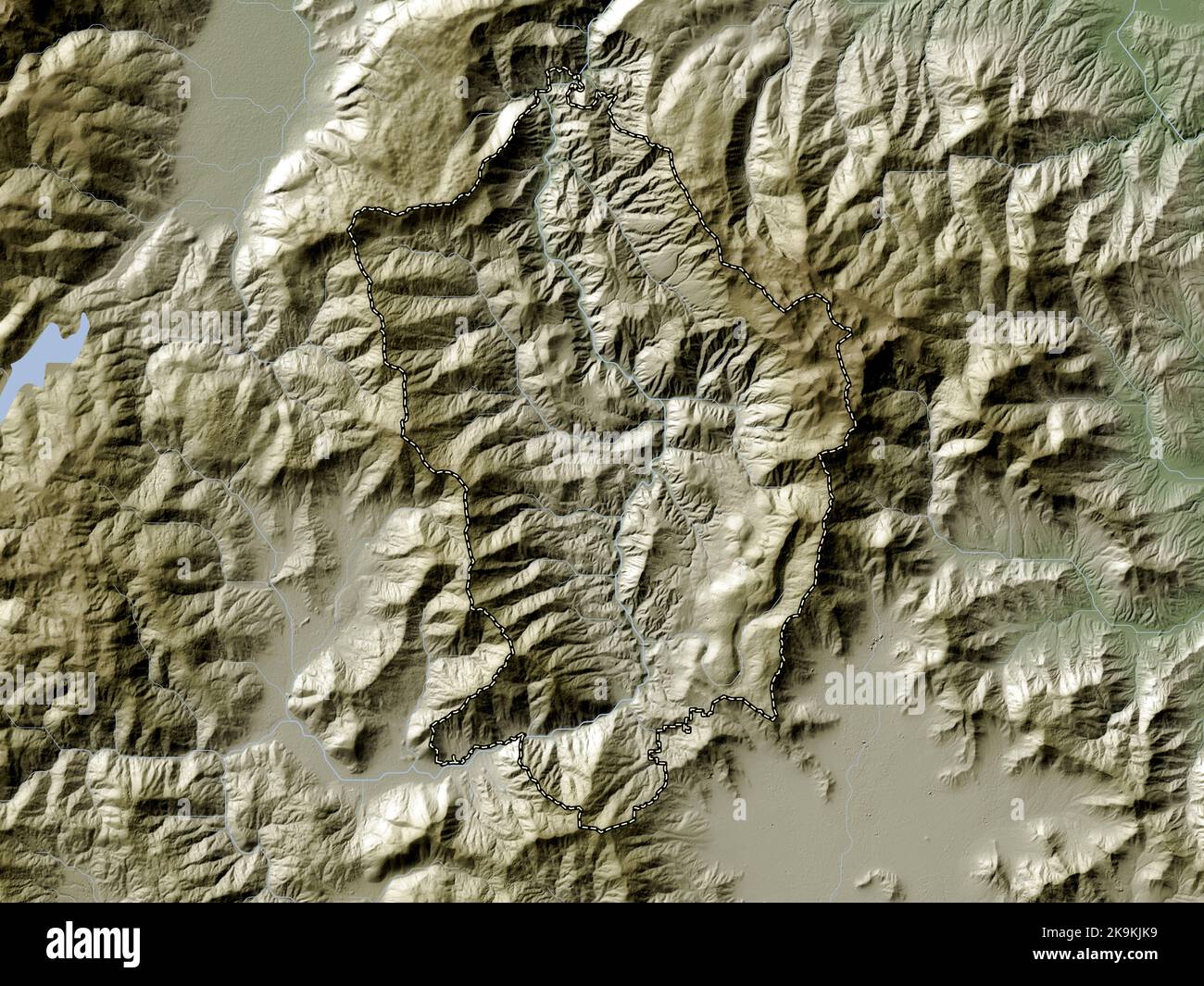Makedonski Brod, municipality of Macedonia. Elevation map colored in wiki style with lakes and ...