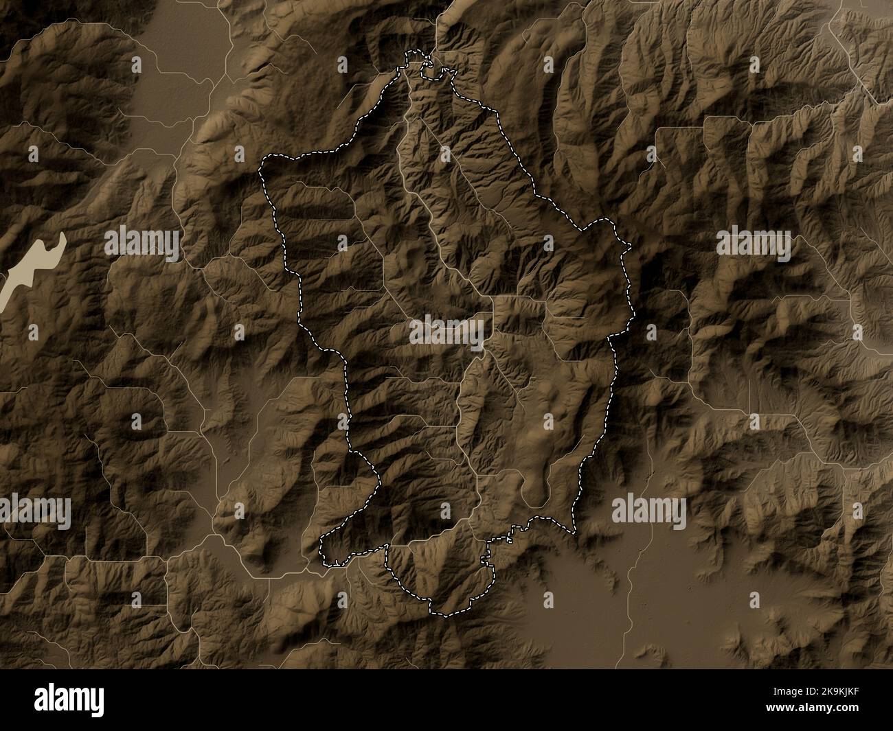 Makedonski Brod, municipality of Macedonia. Elevation map colored in ...