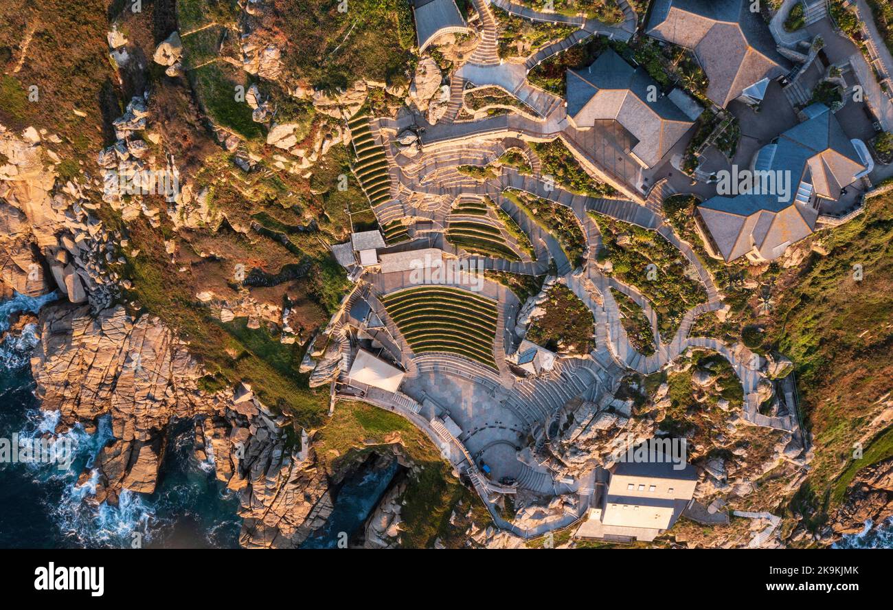 Aerial drone landscape image of Minnack Theatre headland around ...