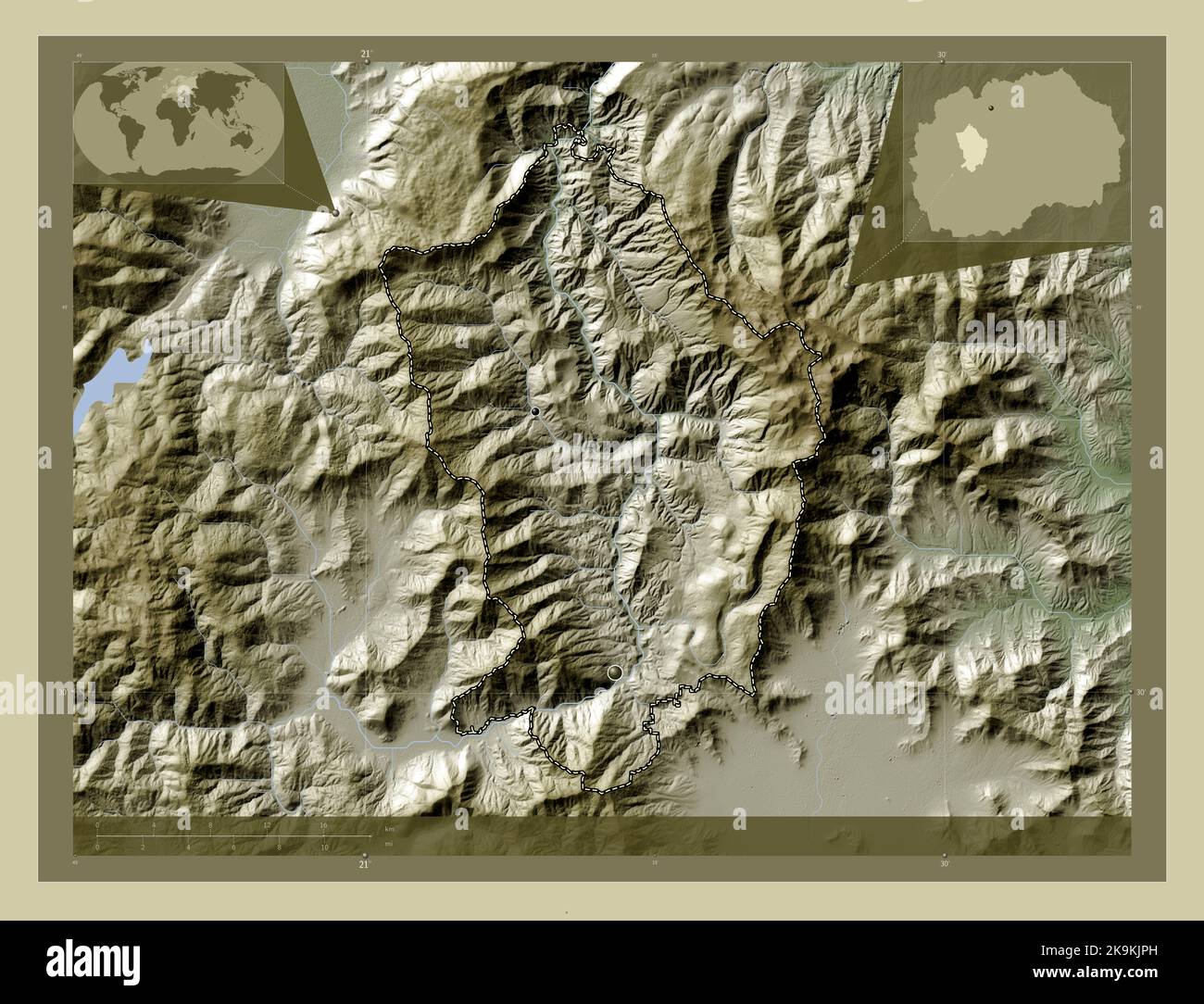 Makedonski Brod, municipality of Macedonia. Elevation map colored in ...