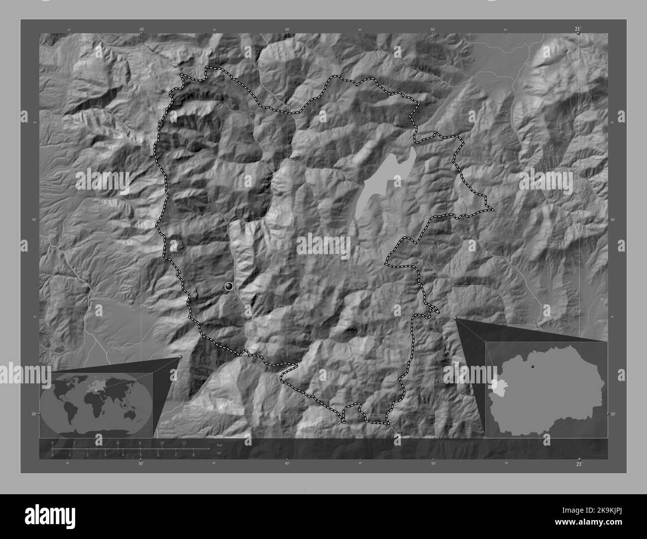 Mavrovo and Rostusa, municipality of Macedonia. Bilevel elevation map ...