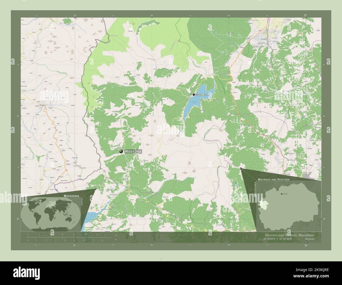 Mavrovo and Rostusa, municipality of Macedonia. Open Street Map ...
