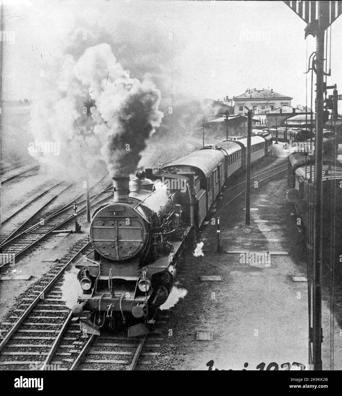 Passenger trains drawn by steam locomotive of the type originally ...
