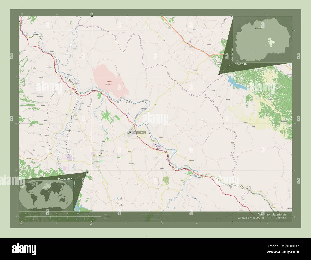 Negotino, municipality of Macedonia. Open Street Map. Locations and ...