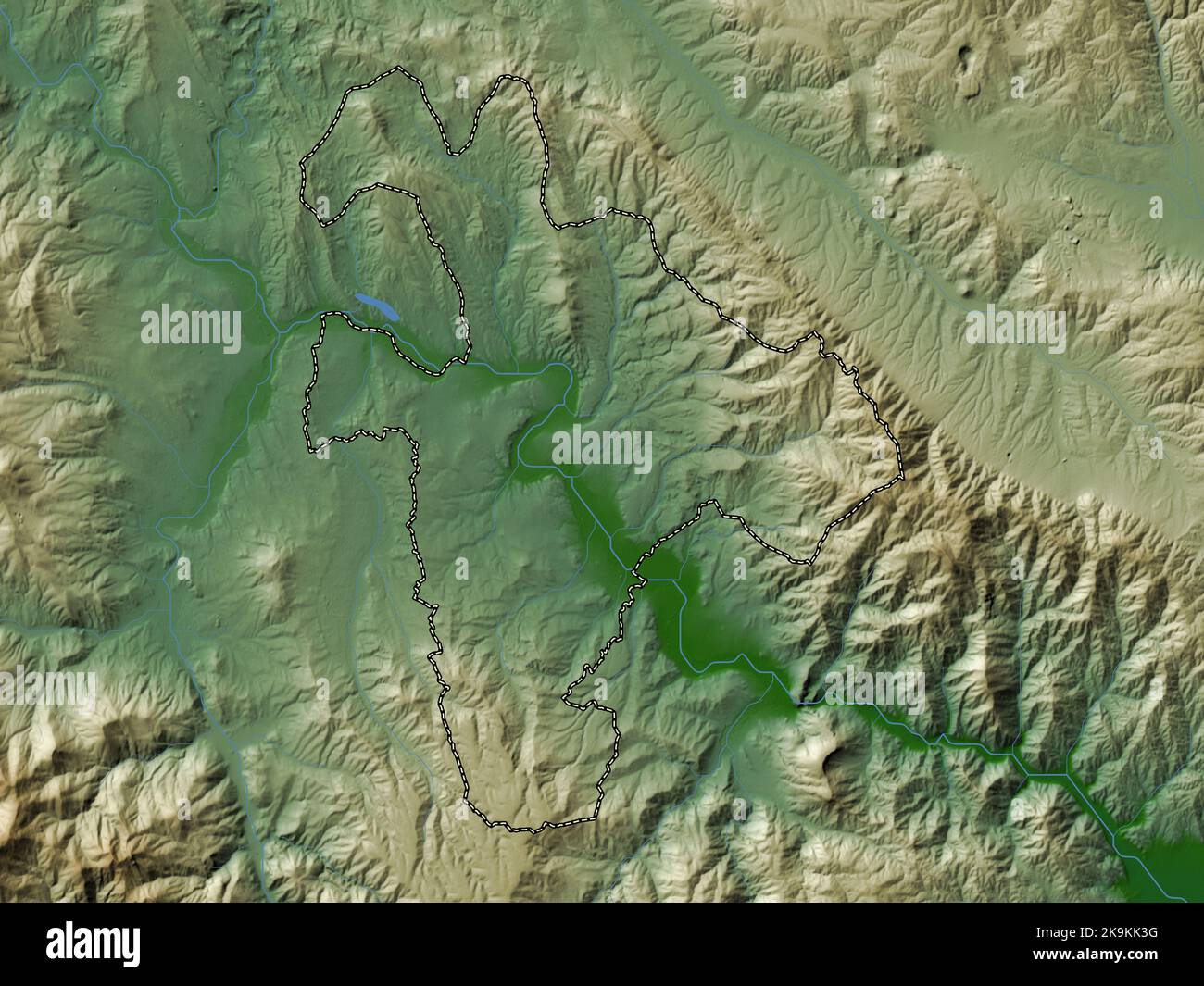Negotino, municipality of Macedonia. Colored elevation map with lakes and rivers Stock Photo - Alamy