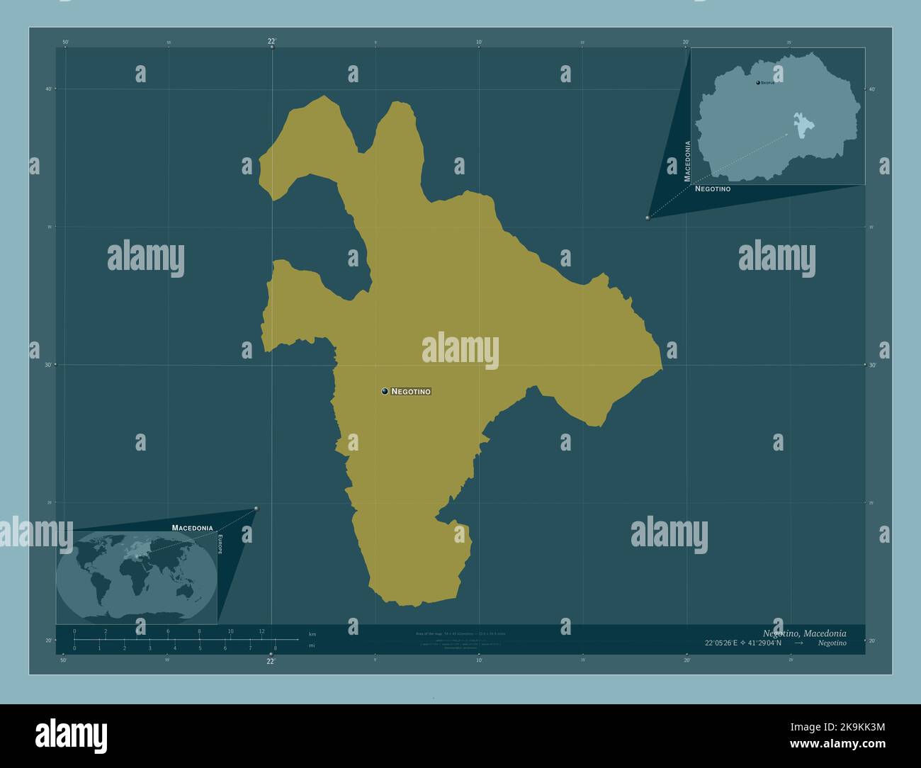 Negotino, municipality of Macedonia. Solid color shape. Locations and ...