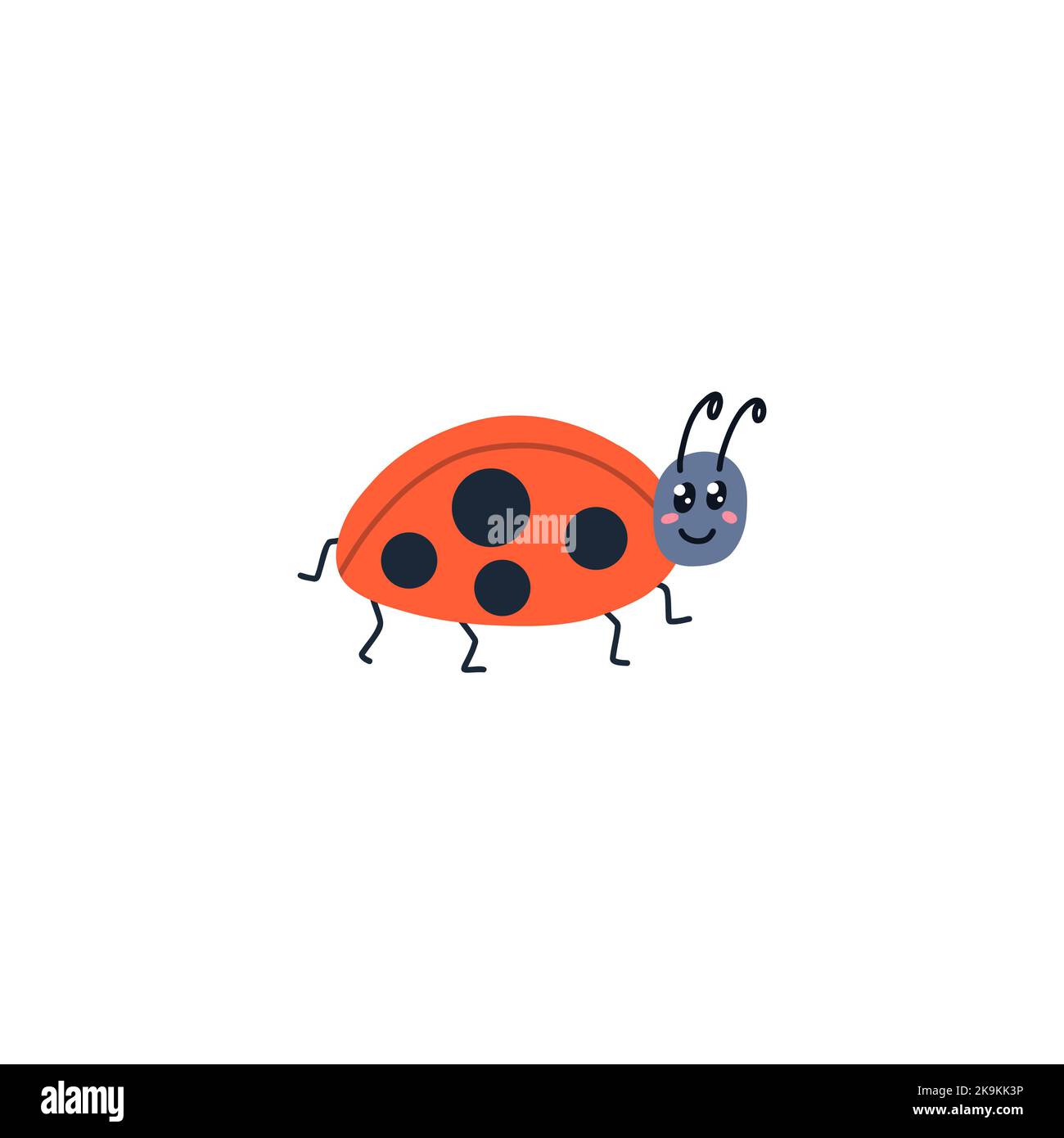 Funny bug. Happy cartoon insect. Colorful hand drawn vector ...