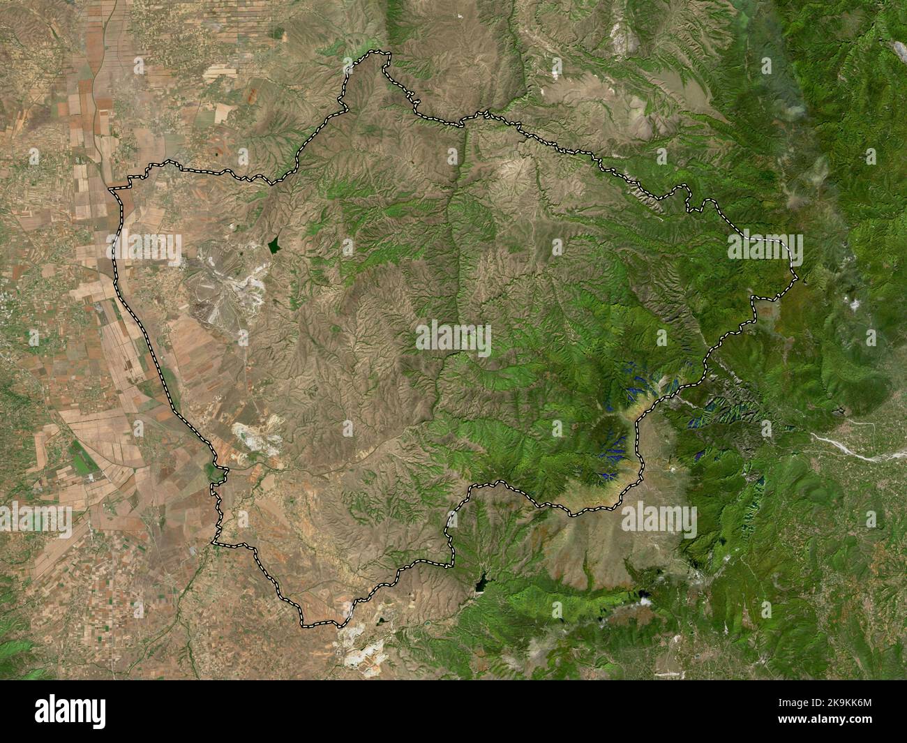 Novatsi, municipality of Macedonia. High resolution satellite map Stock ...