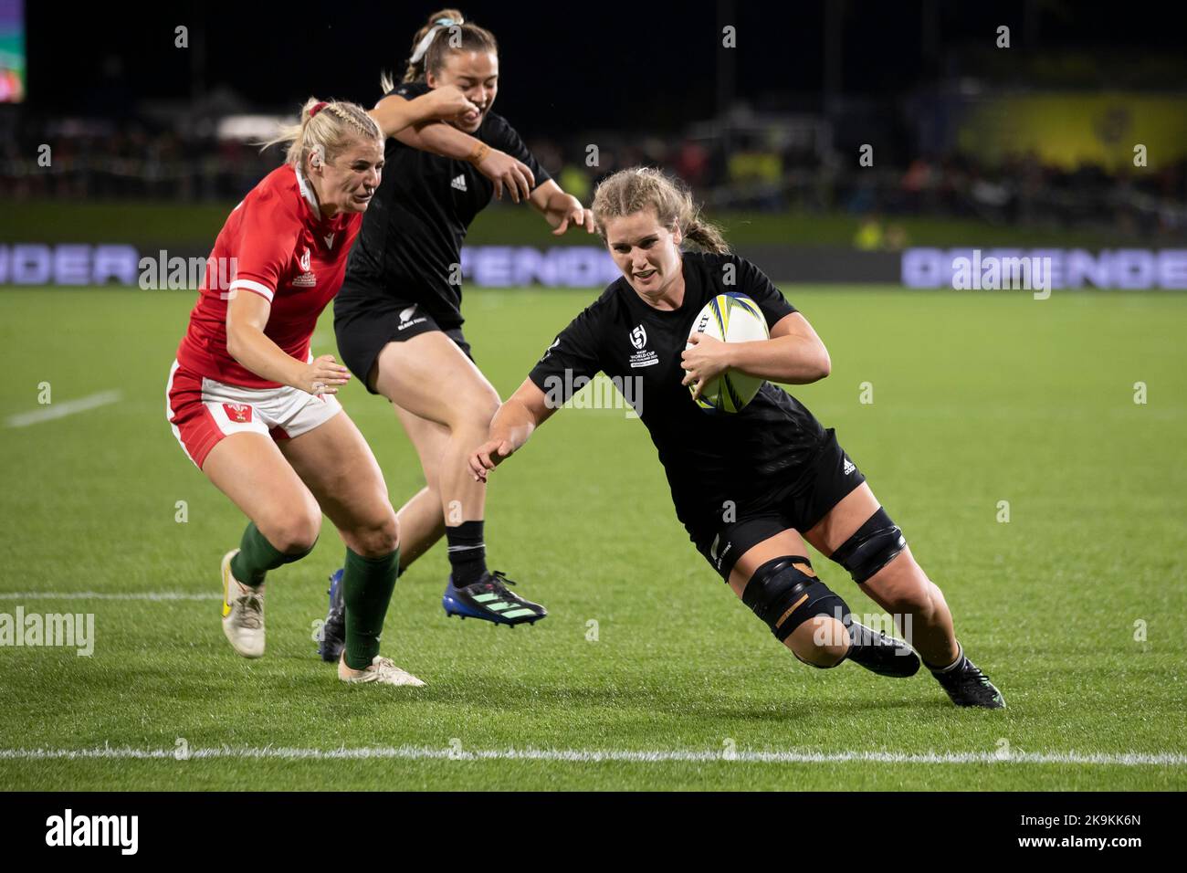 New Zealand's Alana Bremner scores a try during the Women's Rugby World ...