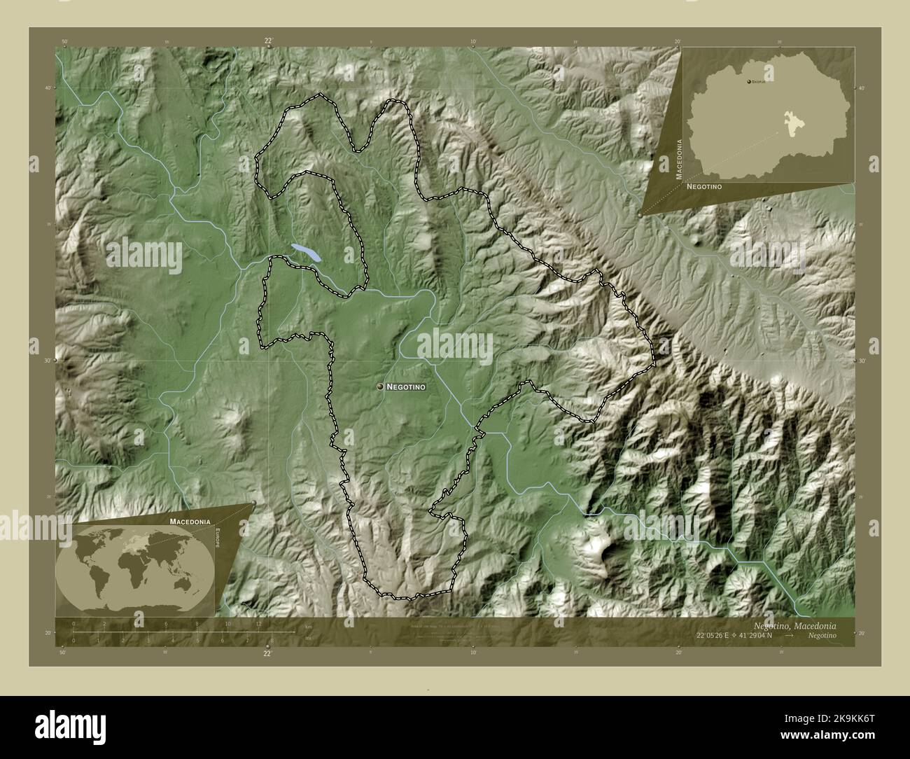 Negotino, municipality of Macedonia. Elevation map colored in wiki ...
