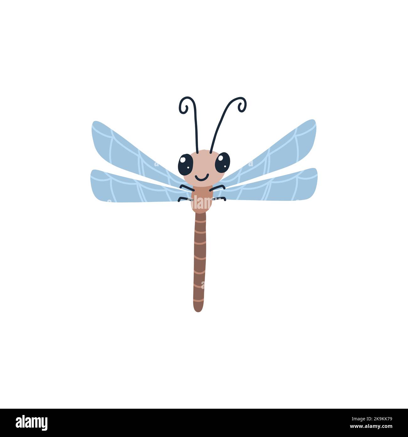 Doodle dragonfly. Cartoon fanny dragon fly character. Vector ...