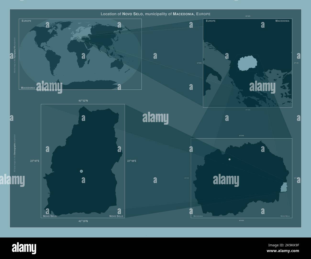 Novo Selo, municipality of Macedonia. Diagram showing the location of ...
