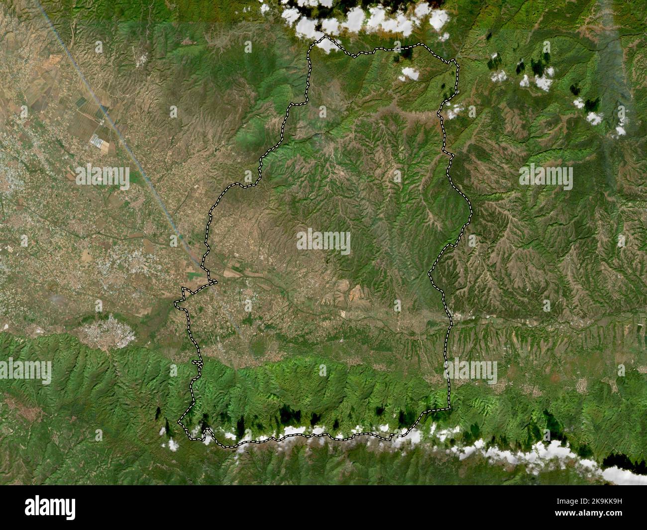 Novo Selo, municipality of Macedonia. High resolution satellite map ...