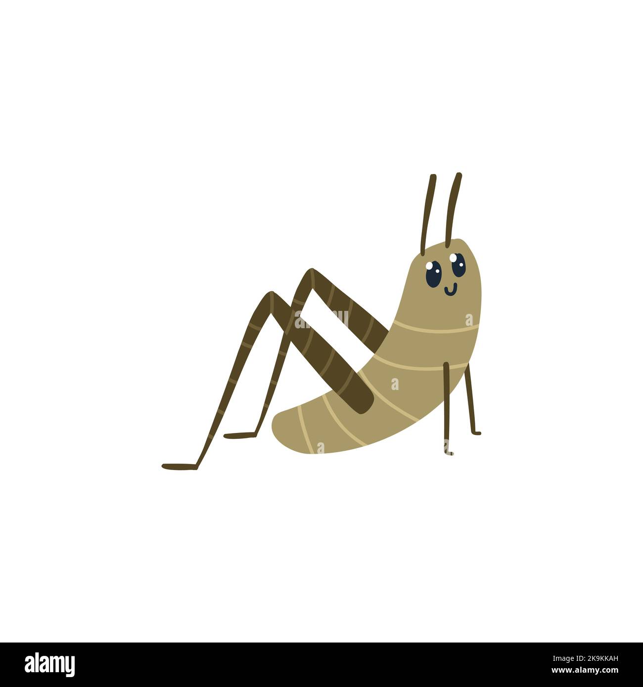 Cute Cartoon Green Grasshopper Vector Insect Hand Drawn Character Stock Vector Image And Art Alamy