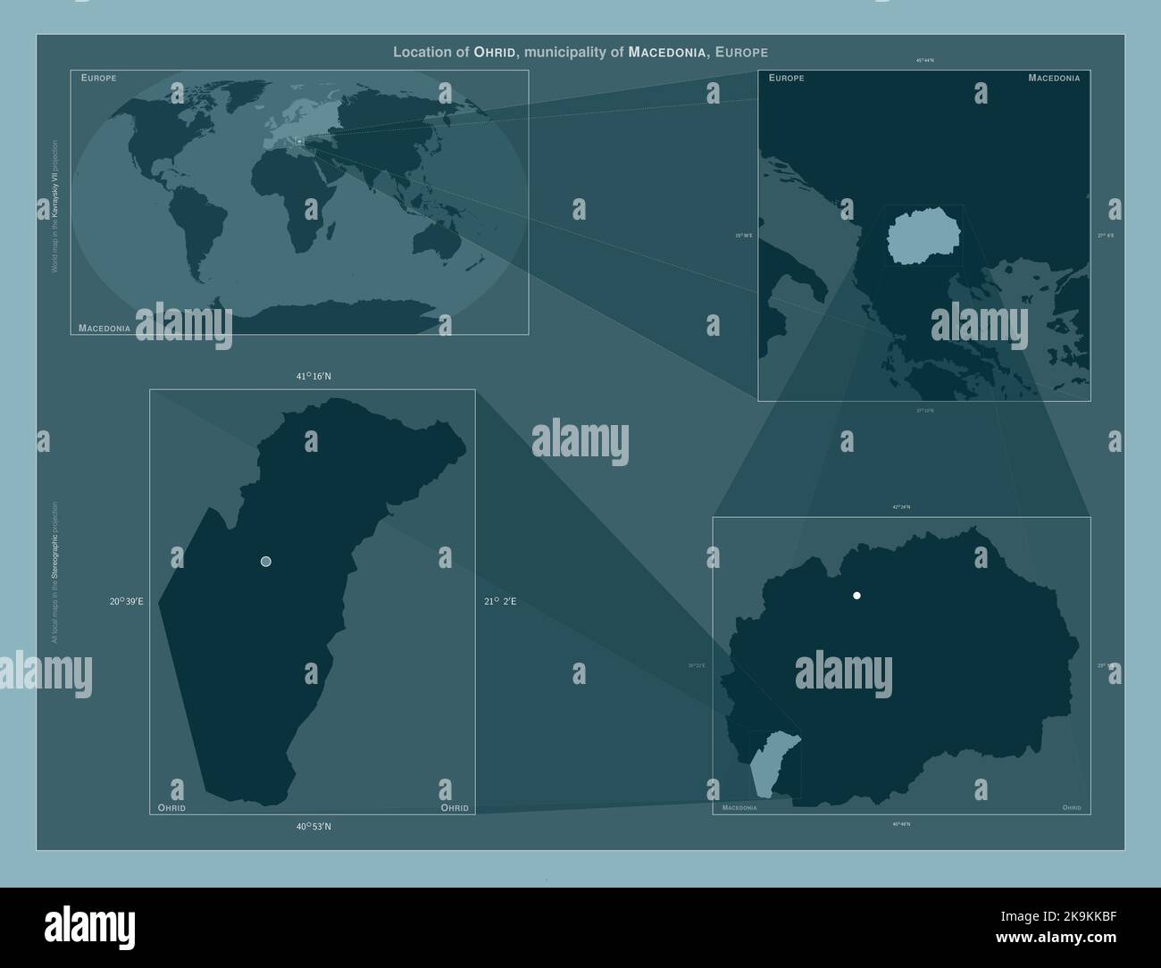 Ohrid, municipality of Macedonia. Diagram showing the location of the ...