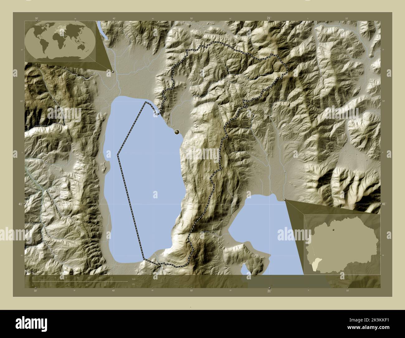 Ohrid, municipality of Macedonia. Elevation map colored in wiki style ...