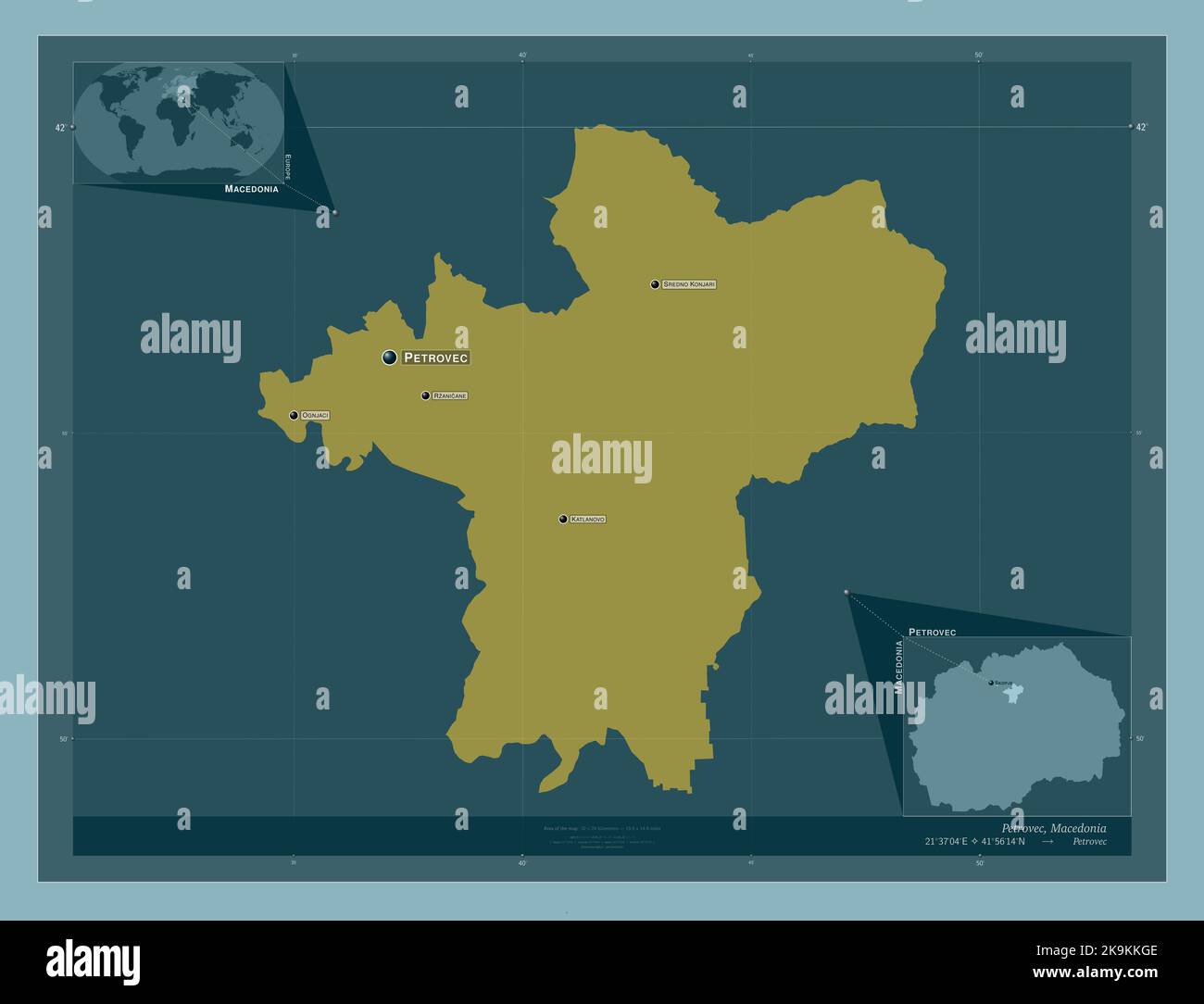 Petrovec, municipality of Macedonia. Solid color shape. Locations and ...