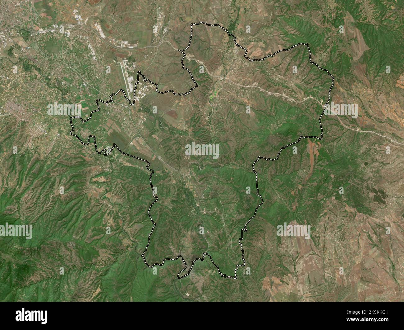 Petrovec, municipality of Macedonia. High resolution satellite map ...
