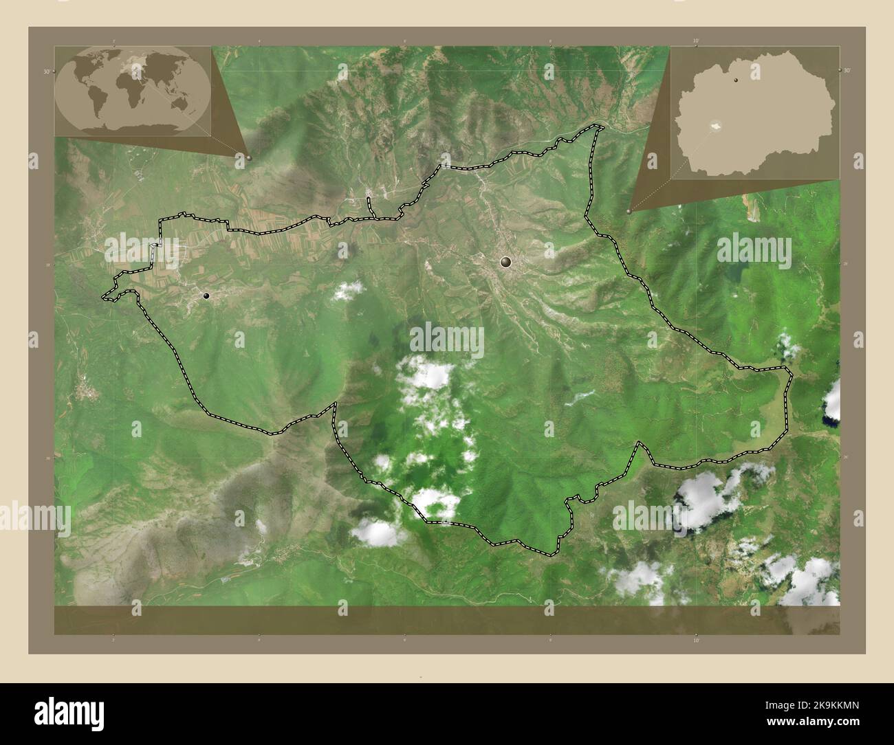 Plasnica, municipality of Macedonia. High resolution satellite map ...