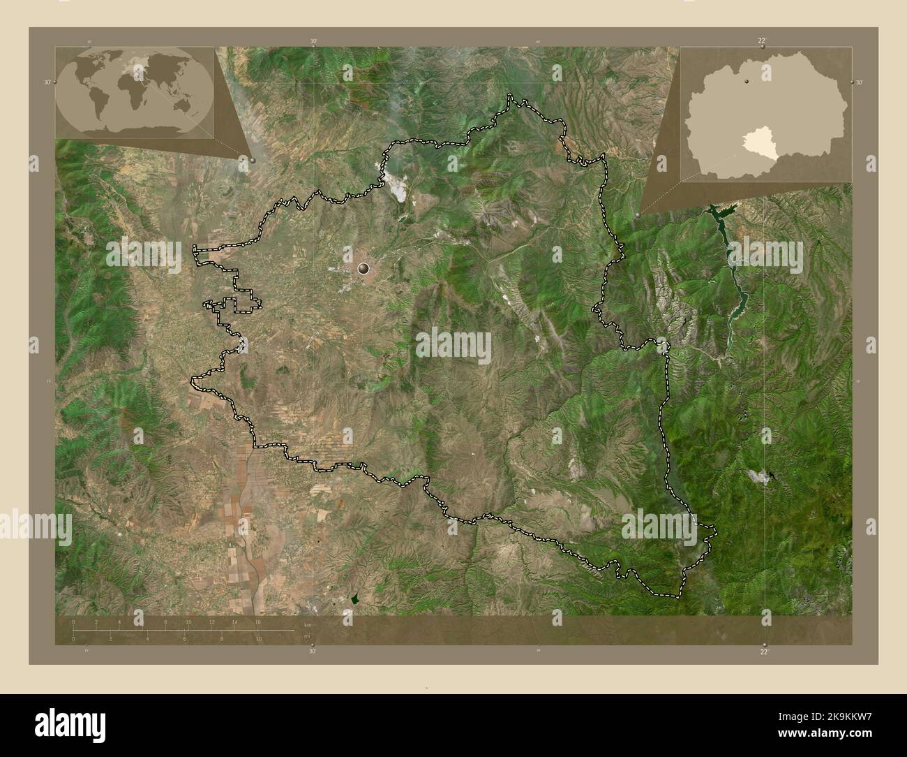 Prilep, municipality of Macedonia. High resolution satellite map ...