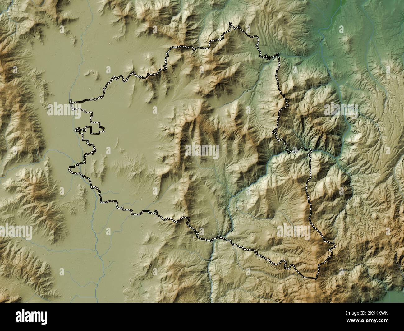 Prilep, municipality of Macedonia. Colored elevation map with lakes and rivers Stock Photo - Alamy