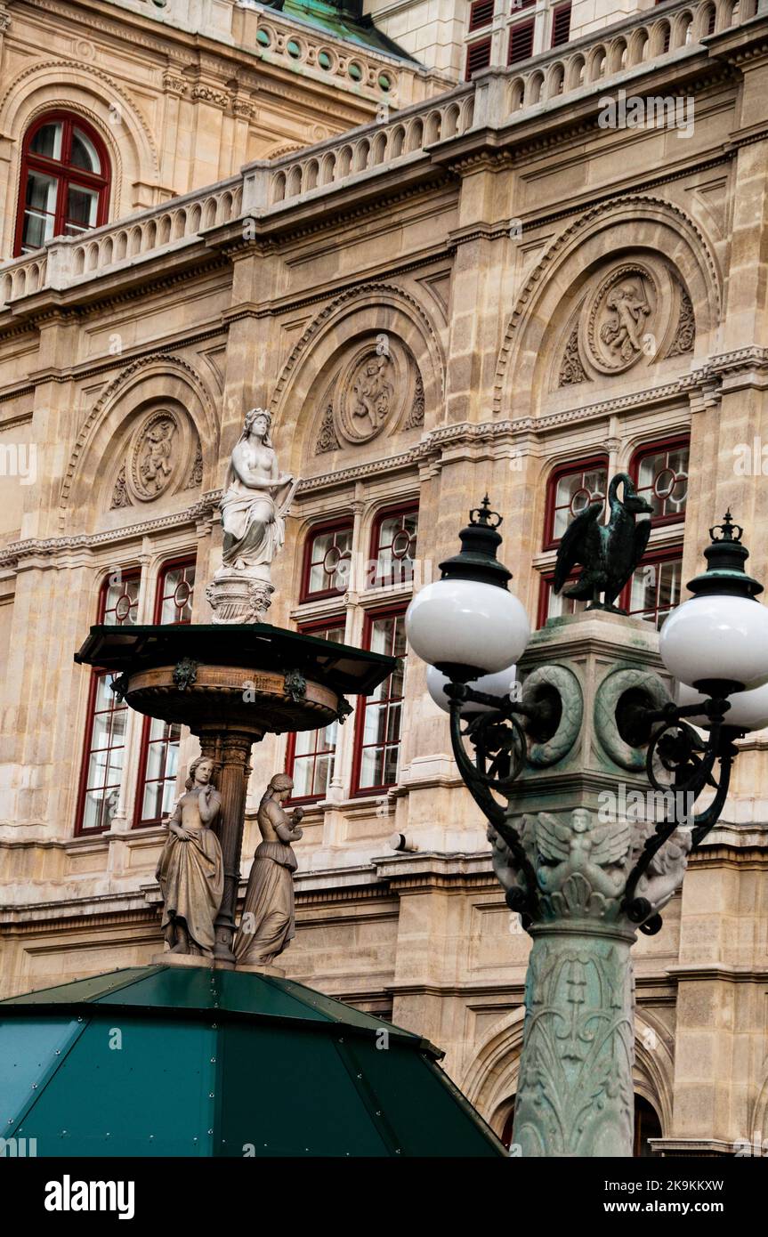 Renaissance Revival Operbrunnen or Opera Fountain, Vienna Opera House ...