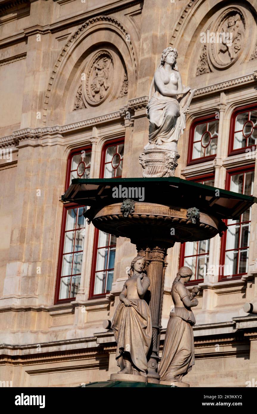Renaissance Revival Operbrunnen or Opera Fountain, Vienna Opera House ...