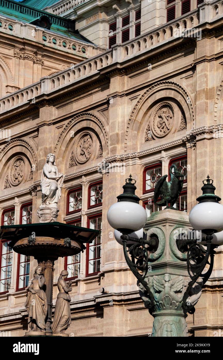 Renaissance Revival Operbrunnen or Opera Fountain, Vienna Opera House ...