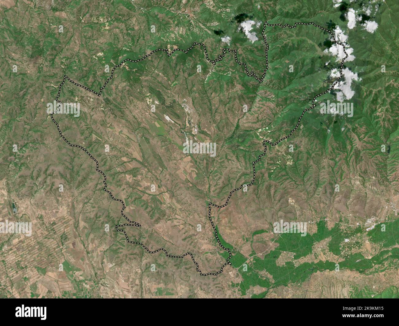 Probistip, municipality of Macedonia. Low resolution satellite map ...