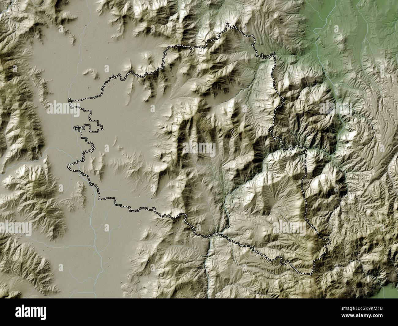 Prilep, municipality of Macedonia. Elevation map colored in wiki style ...