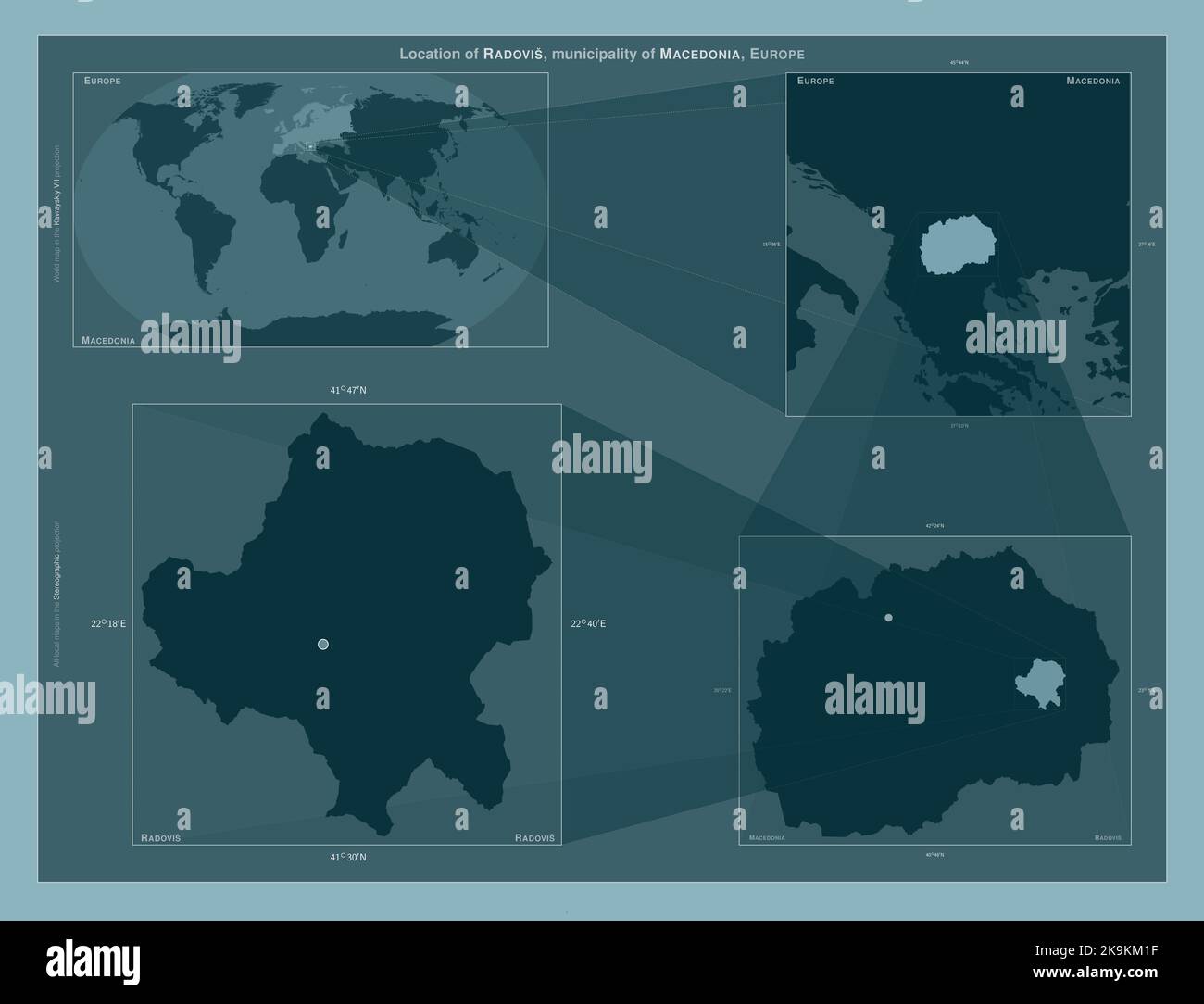 Radovis, municipality of Macedonia. Diagram showing the location of the ...