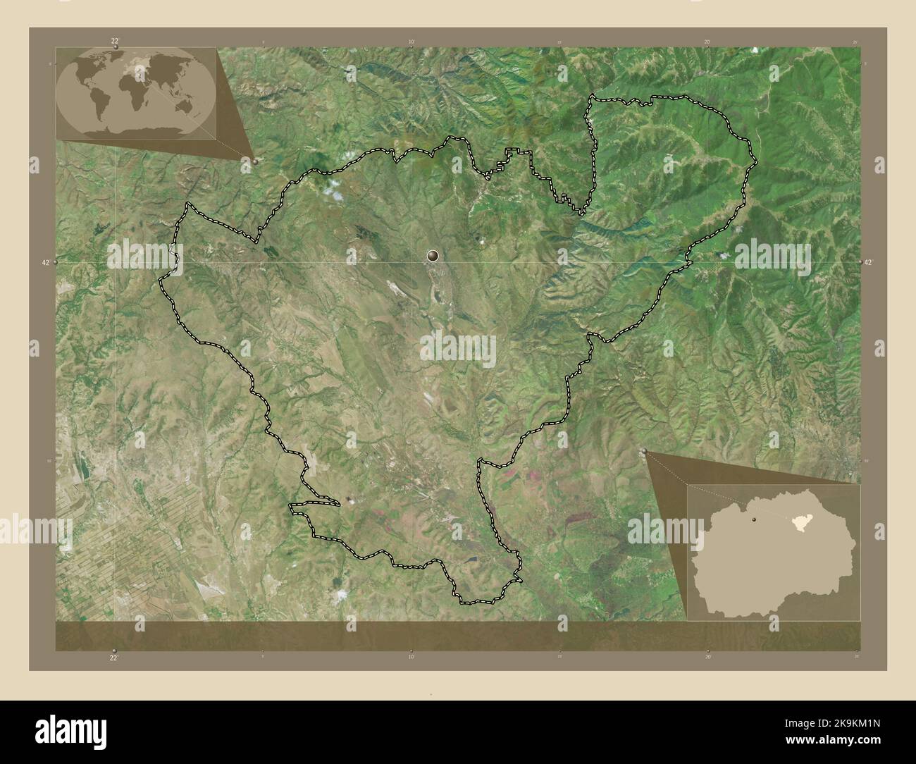 Probistip, municipality of Macedonia. High resolution satellite map ...