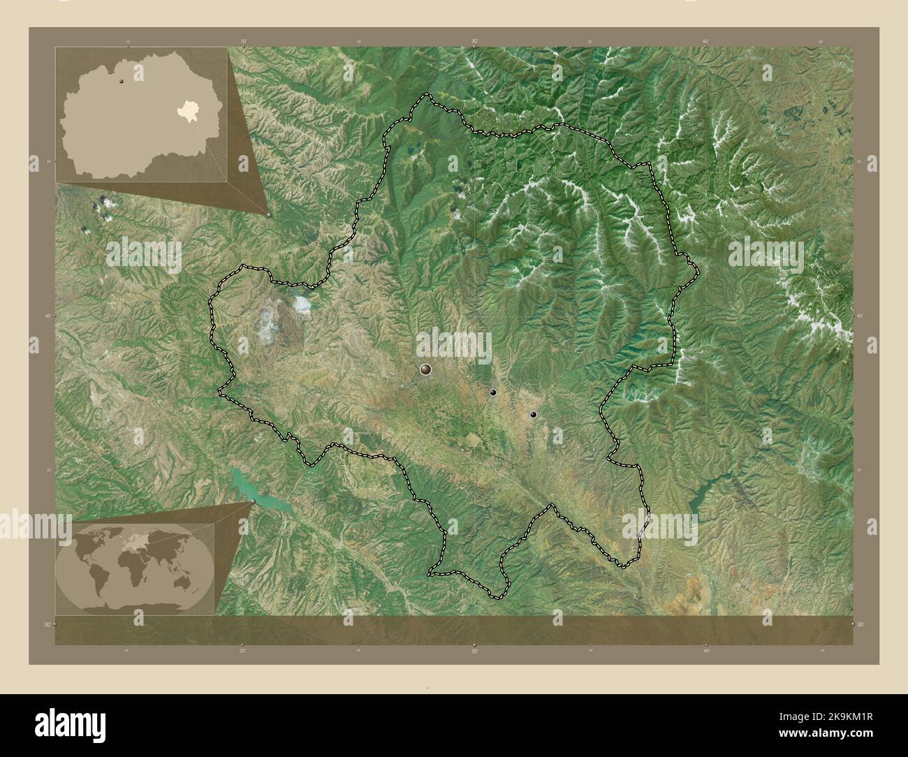Radovis, municipality of Macedonia. High resolution satellite map ...