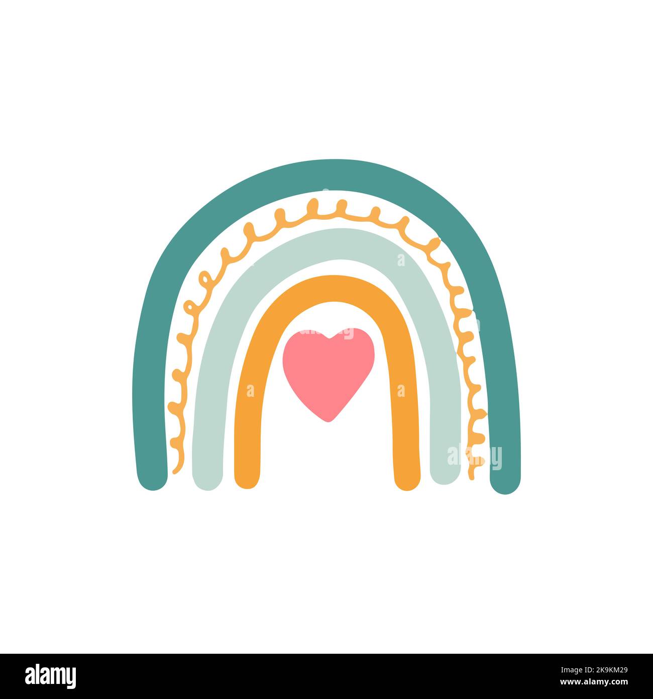 Pastel boho rainbow. Cute hand drawn modern stickers for nursery ...