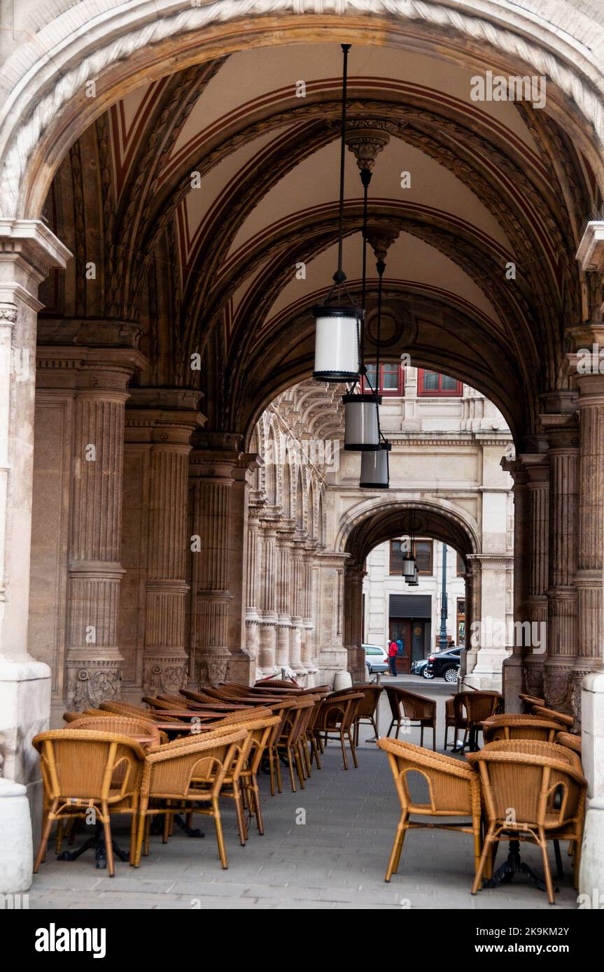 Renaissance style arches and barrel vaulted colonnade at the Vienna ...