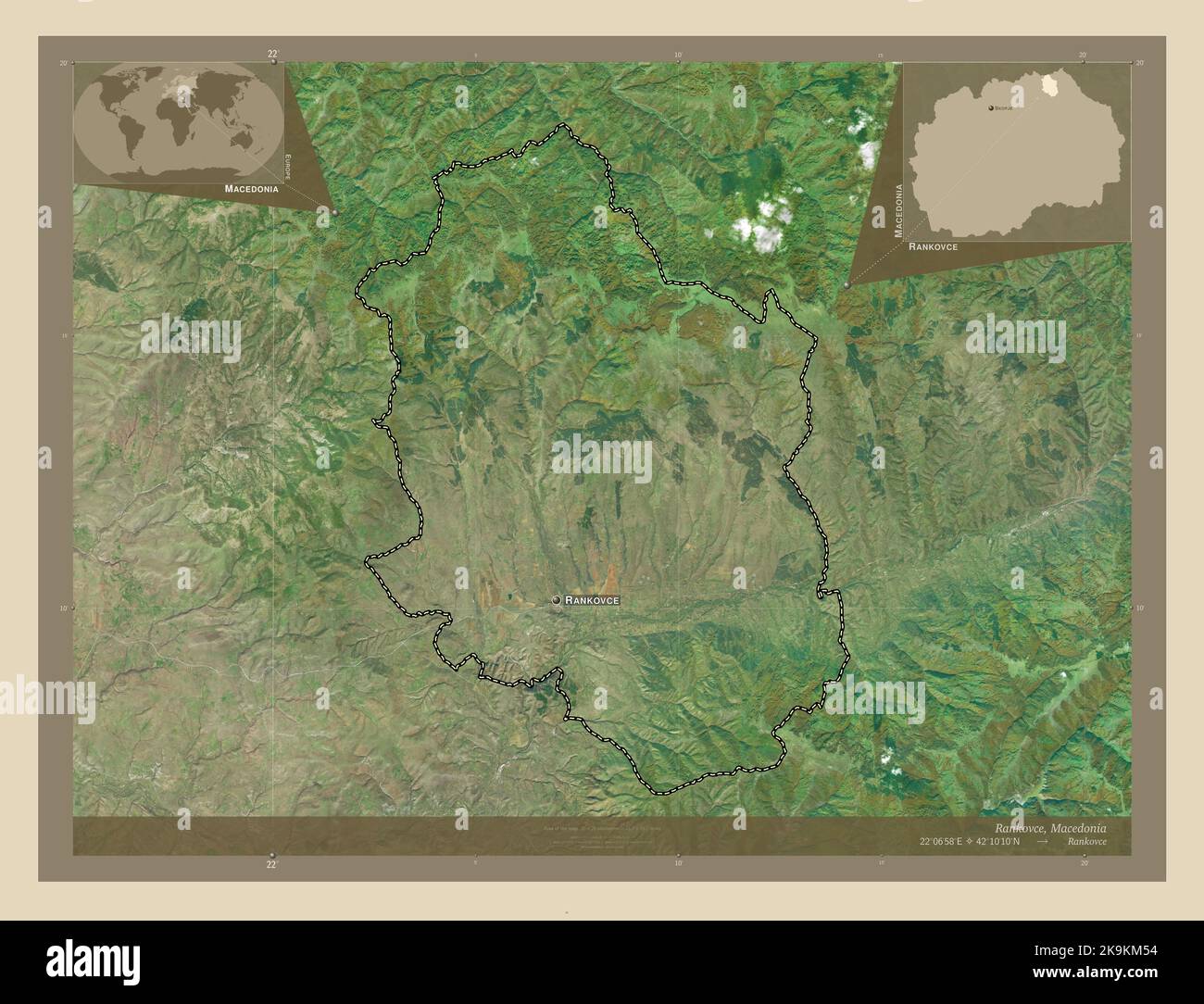Rankovce, municipality of Macedonia. High resolution satellite map ...