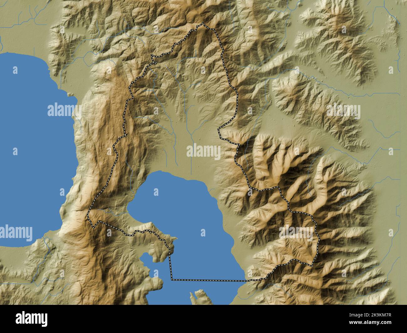 Resen, municipality of Macedonia. Colored elevation map with lakes and ...
