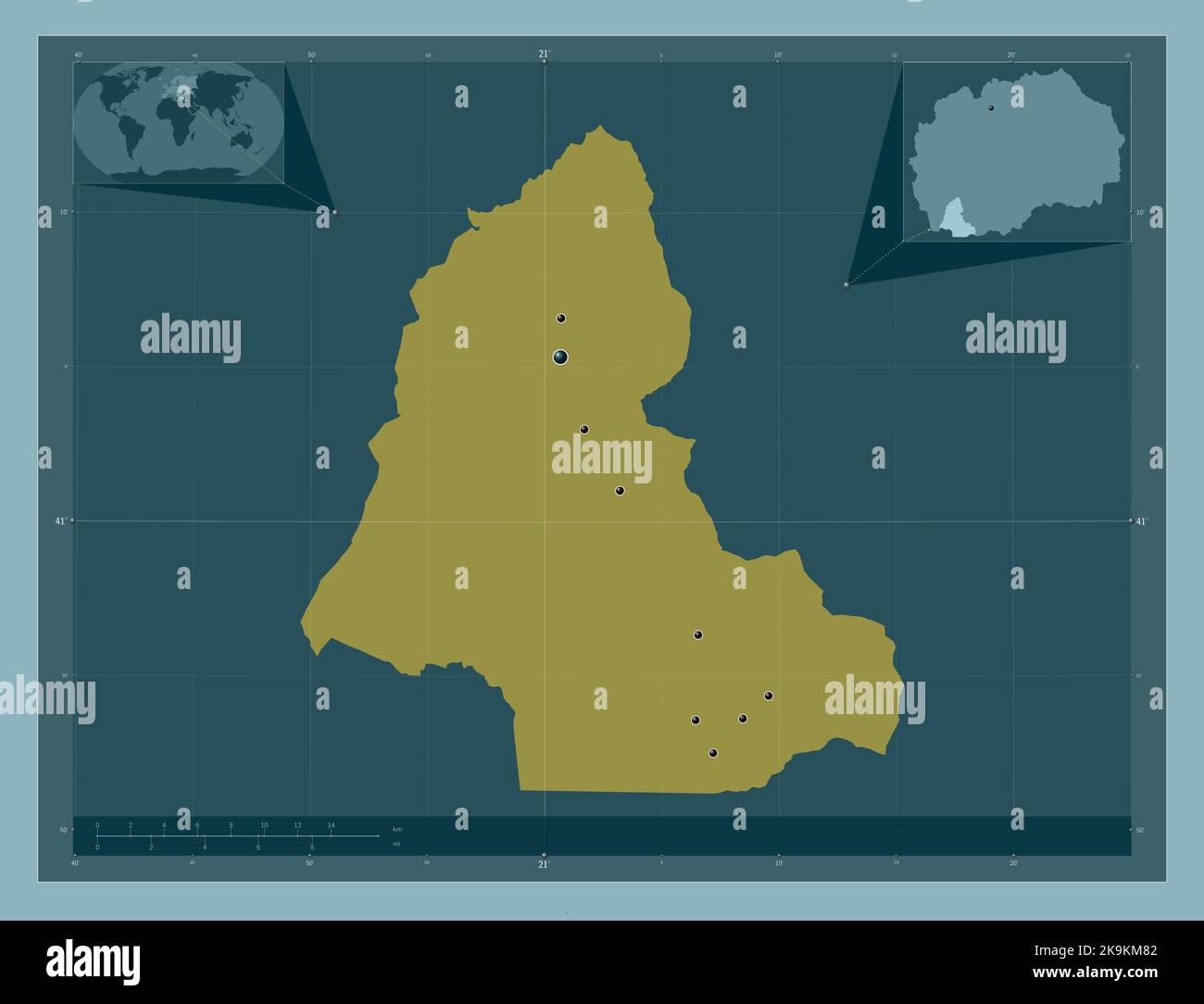 Resen, municipality of Macedonia. Solid color shape. Locations of major ...