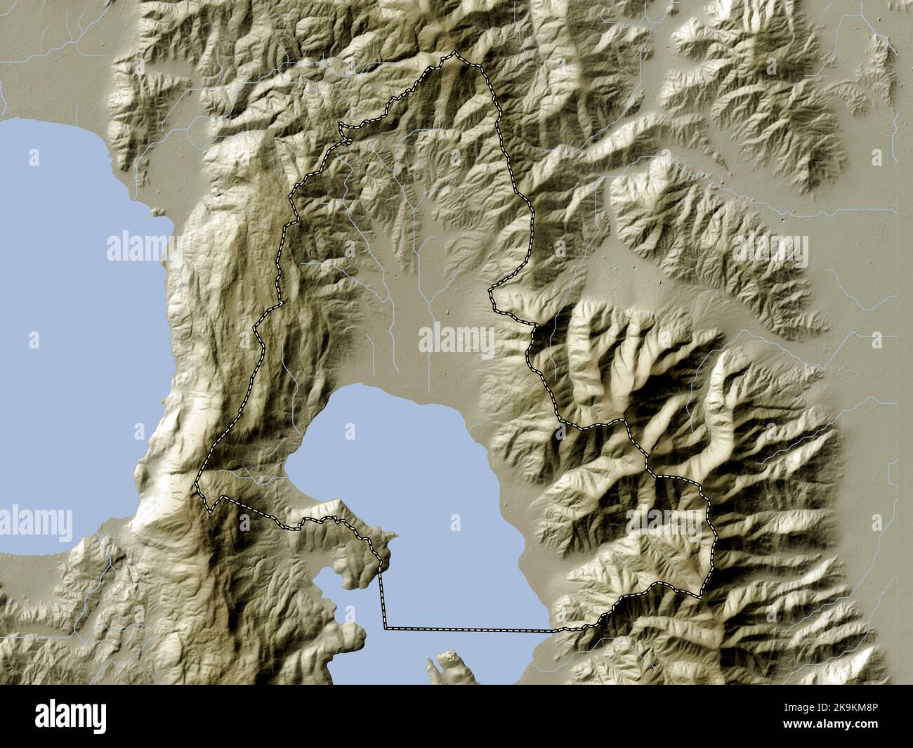 Resen, municipality of Macedonia. Elevation map colored in wiki style with lakes and rivers ...