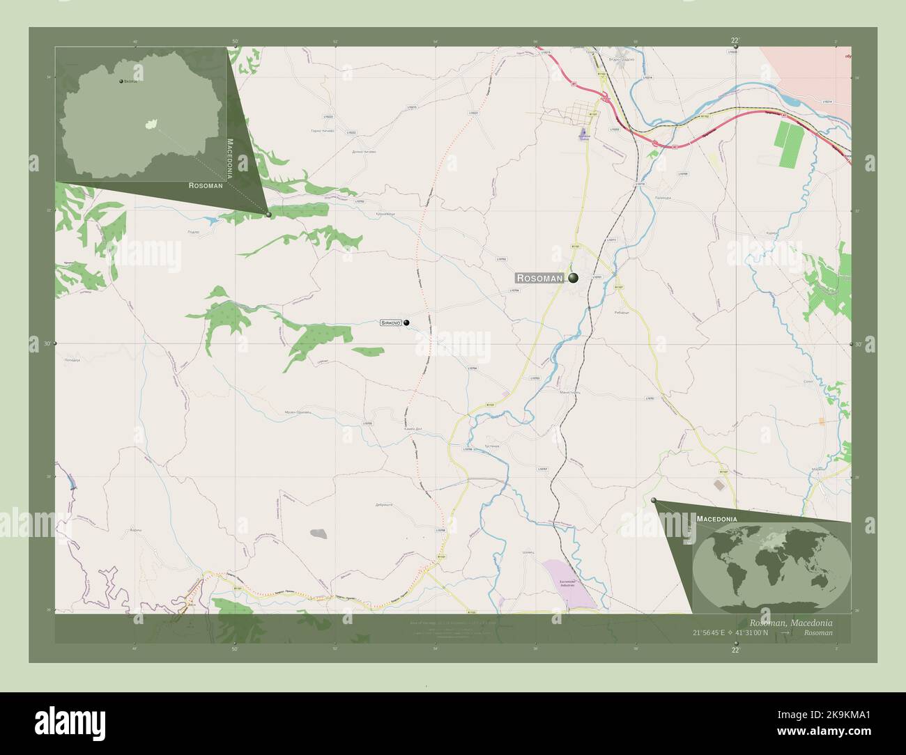 Rosoman, municipality of Macedonia. Open Street Map. Locations and ...