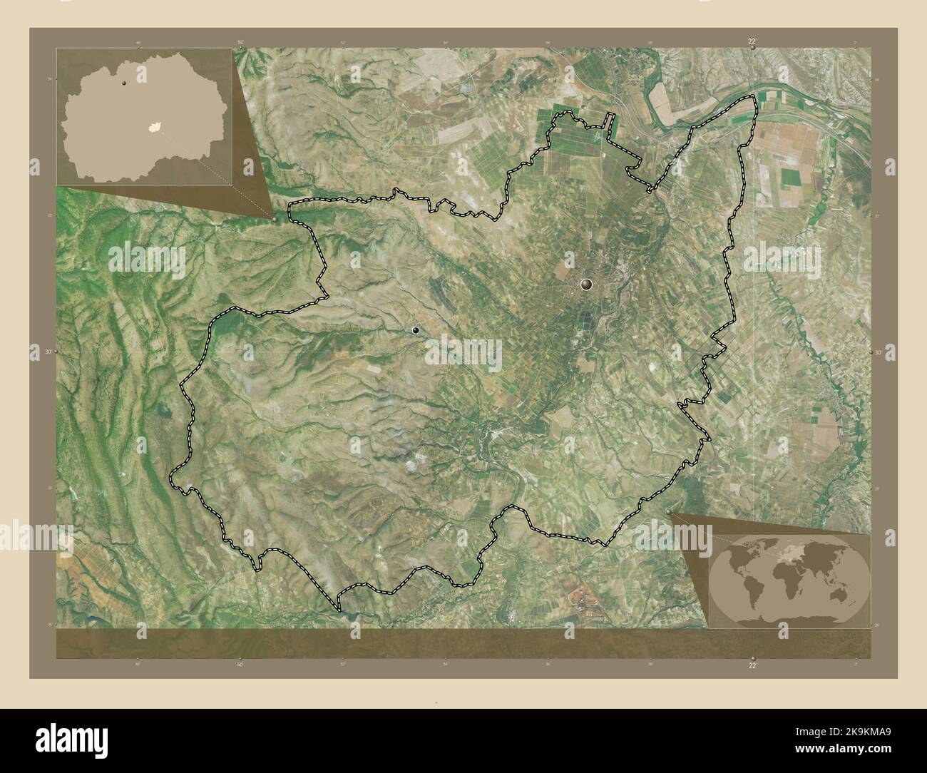 Rosoman, municipality of Macedonia. High resolution satellite map ...