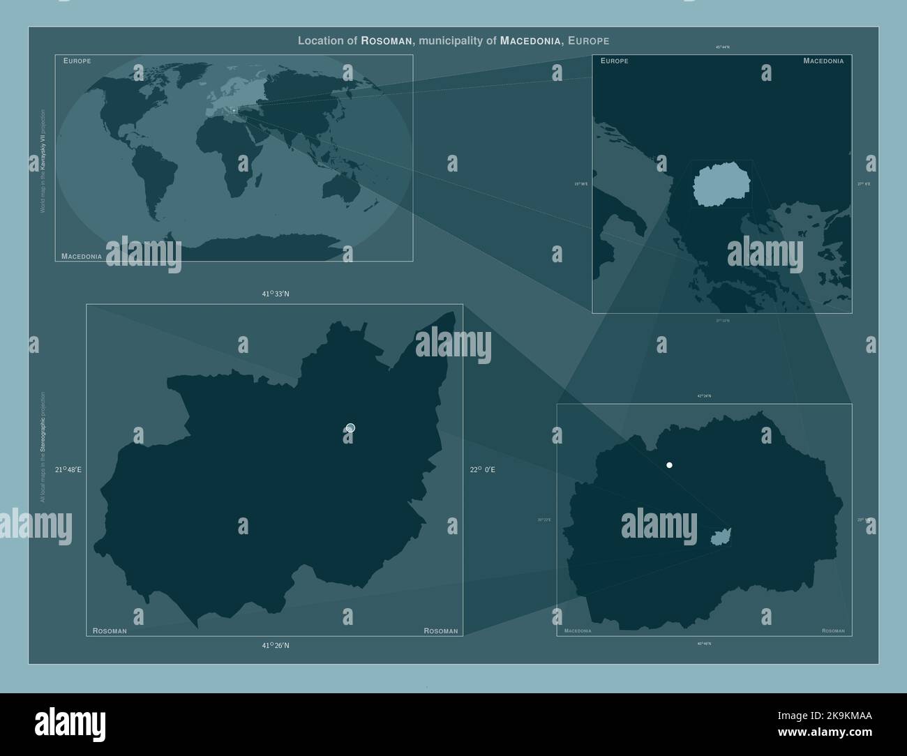 Rosoman, municipality of Macedonia. Diagram showing the location of the ...