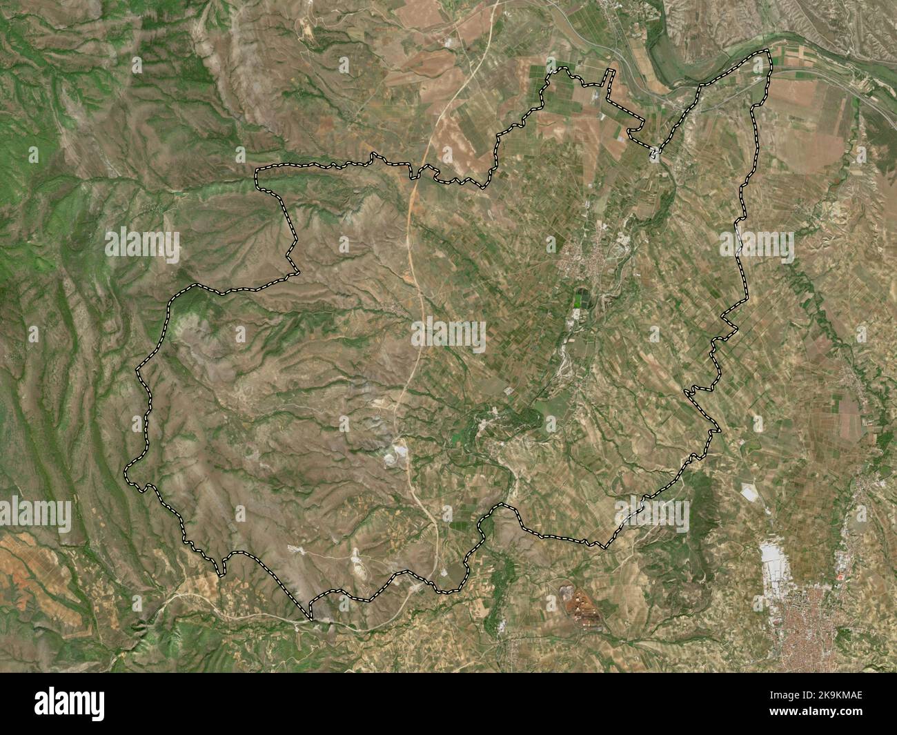 Rosoman, municipality of Macedonia. Low resolution satellite map Stock ...