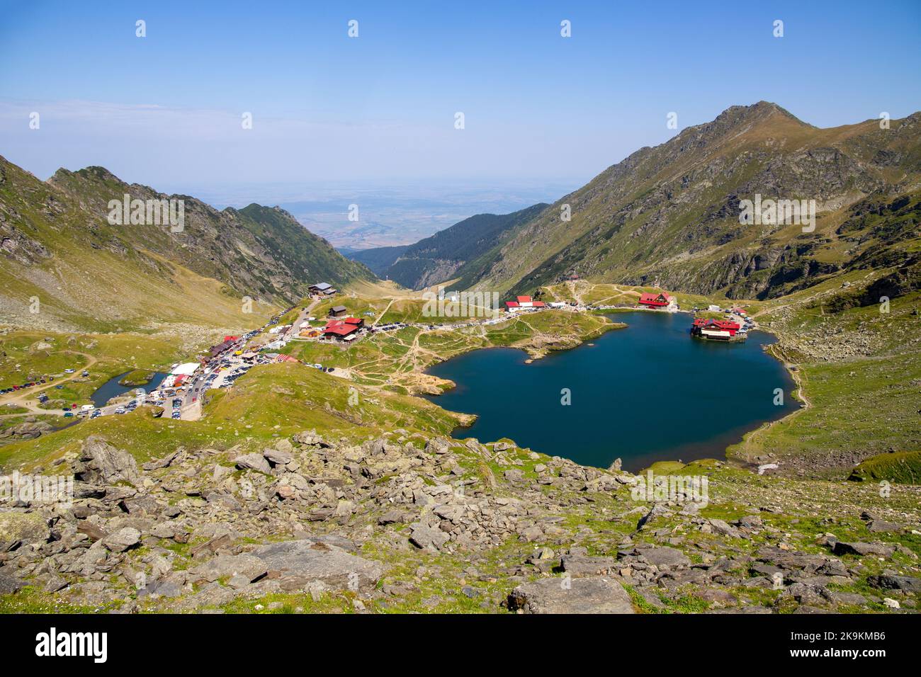 Romania: Lake Balea (Romanian: Balea Lac) from above. The lake is ...