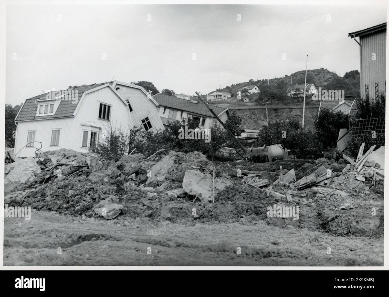 The aftermath of the landslide in Surte which occurred on September 29 ...