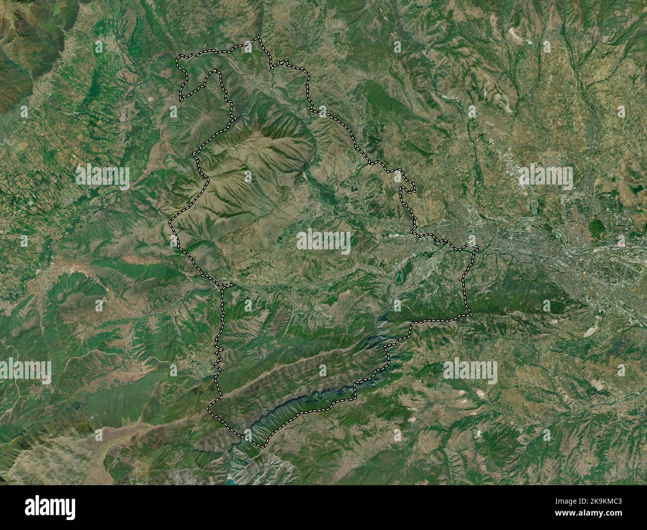 Saraj, municipality of Macedonia. High resolution satellite map Stock ...